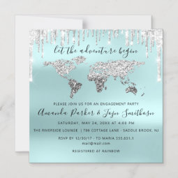 World Destination Map Globe Bridal Wedding Magnetic Invitation | Zazzle