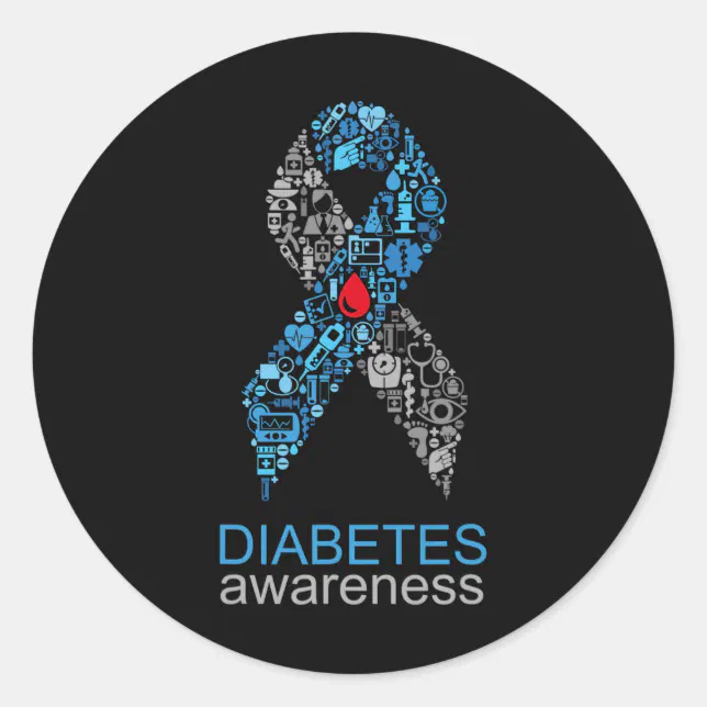 World Diabetes Day Diabetes Awareness Ribbon Classic Round Sticker | Zazzle