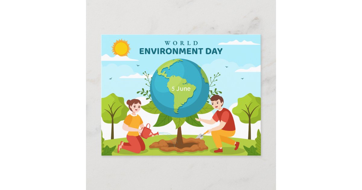 World Environment Day Custom Text Planet Trees Postcard | Zazzle