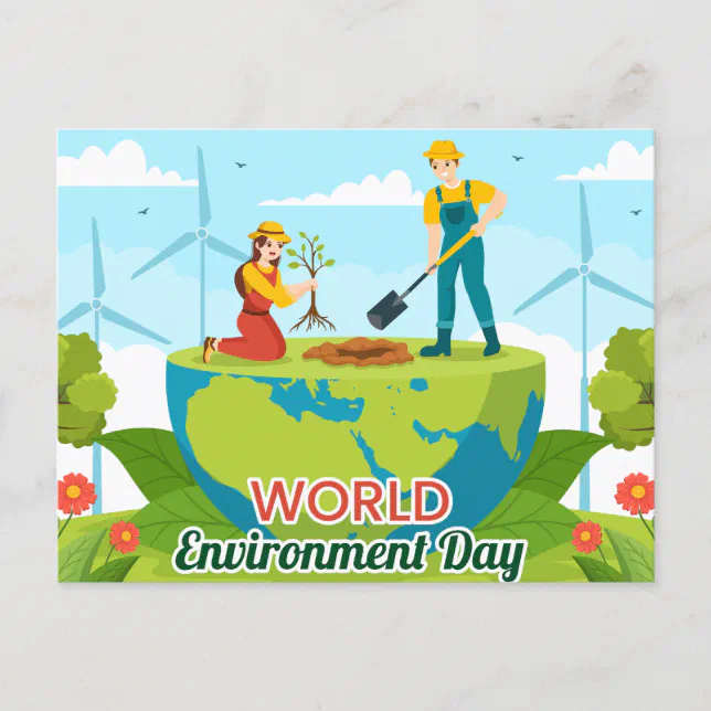 World Environment Day Custom Text Plant Trees Postcard | Zazzle