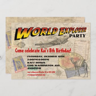 World Explorer Party Invitation | Zazzle