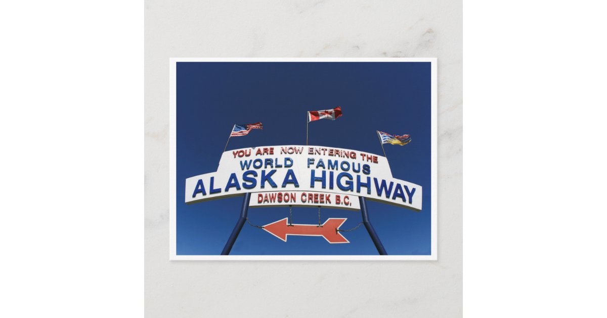 World Famous Alaska Highway Sign Photo Postcard | Zazzle