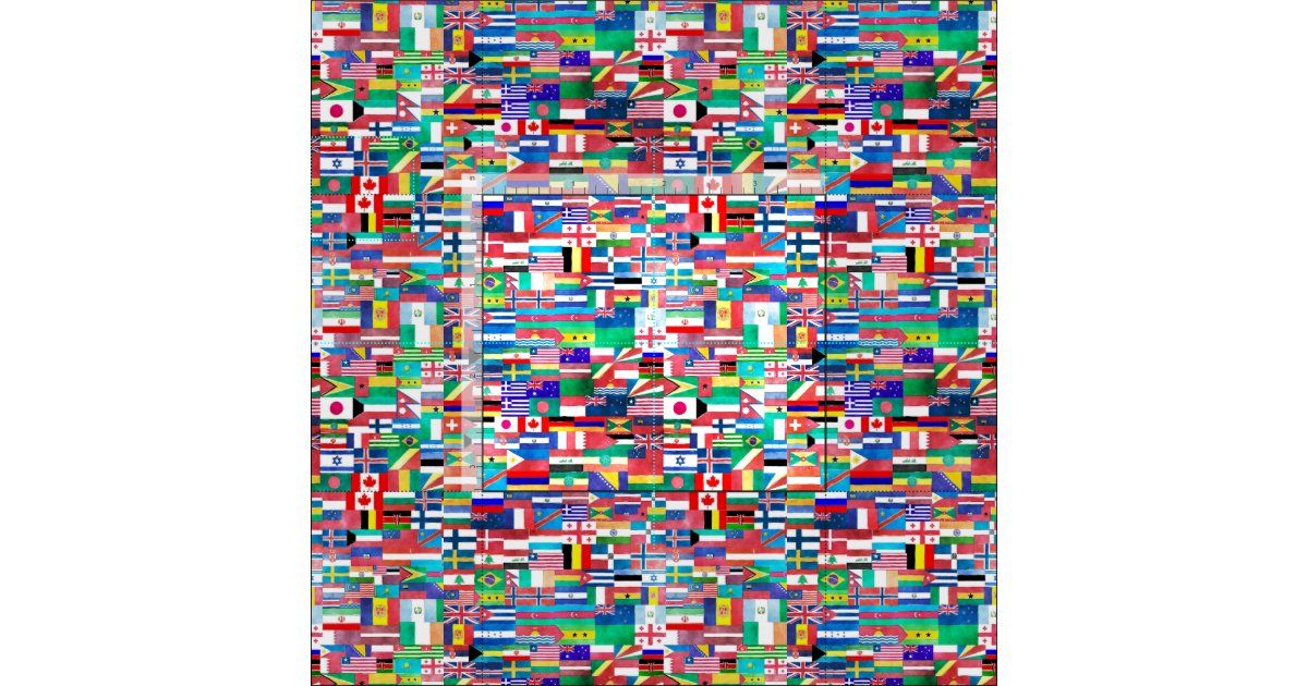 World Flag Collage Fabric | Zazzle