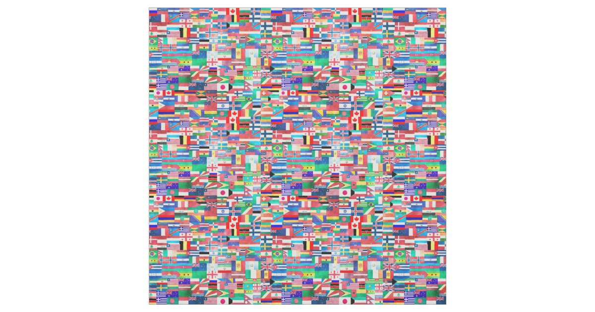World Flag Collage Fabric | Zazzle