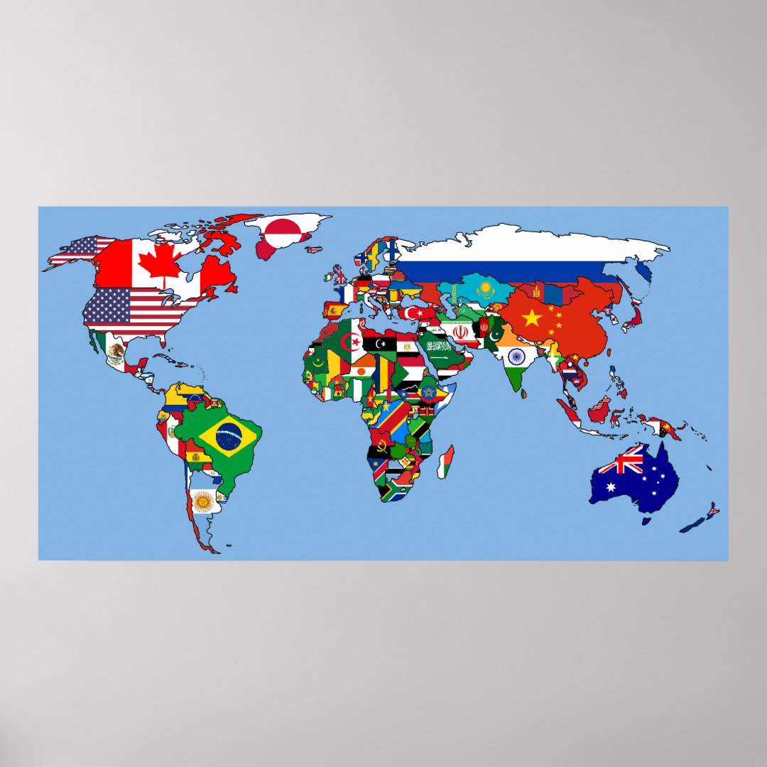 World Flag Map Poster | Zazzle