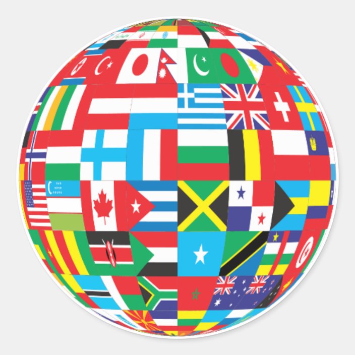 World Flags, Globe Classic Round Sticker | Zazzle.com