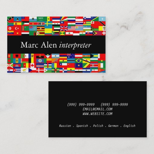 World Flags Interpreter Translator Business Card | Zazzle