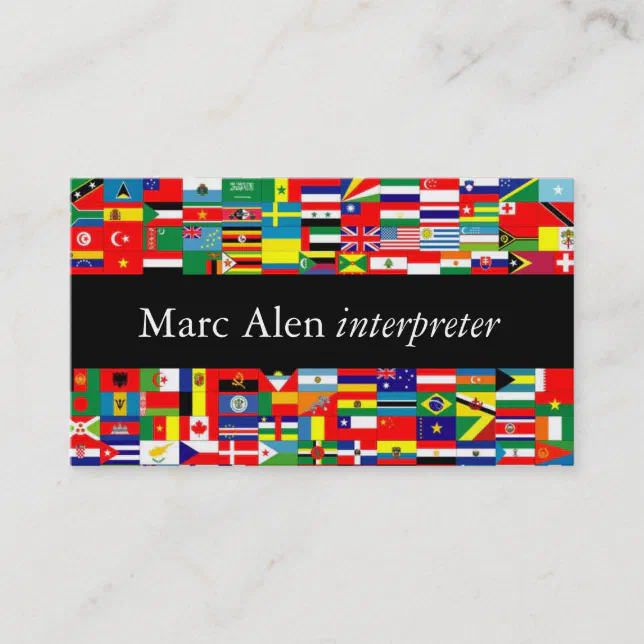 World Flags Interpreter Translator Business Card | Zazzle