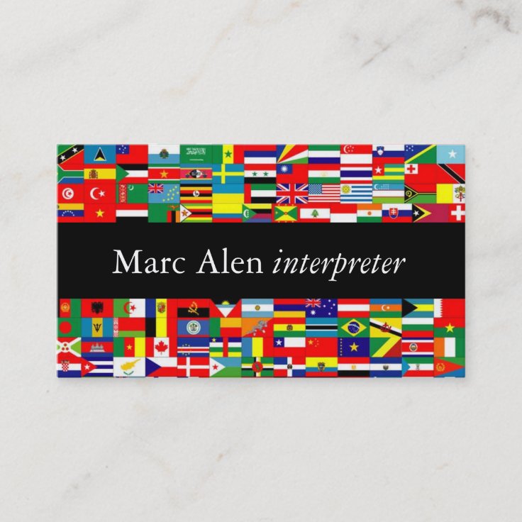 World Flags Interpreter Translator Business Card | Zazzle