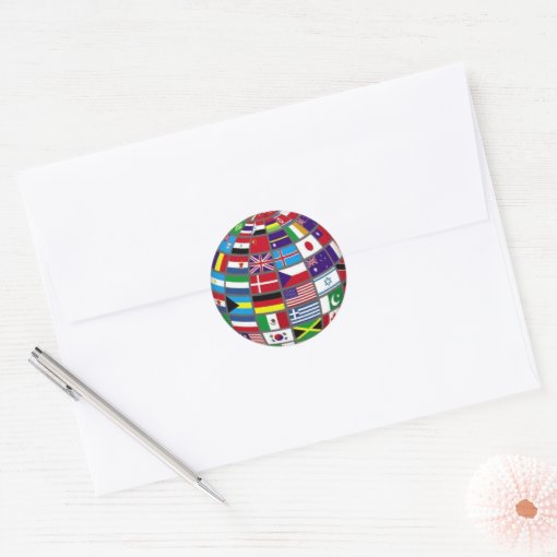 World Flags on Globe Sticker | Zazzle