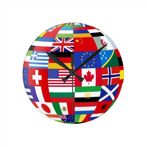 World flags round clock | Zazzle