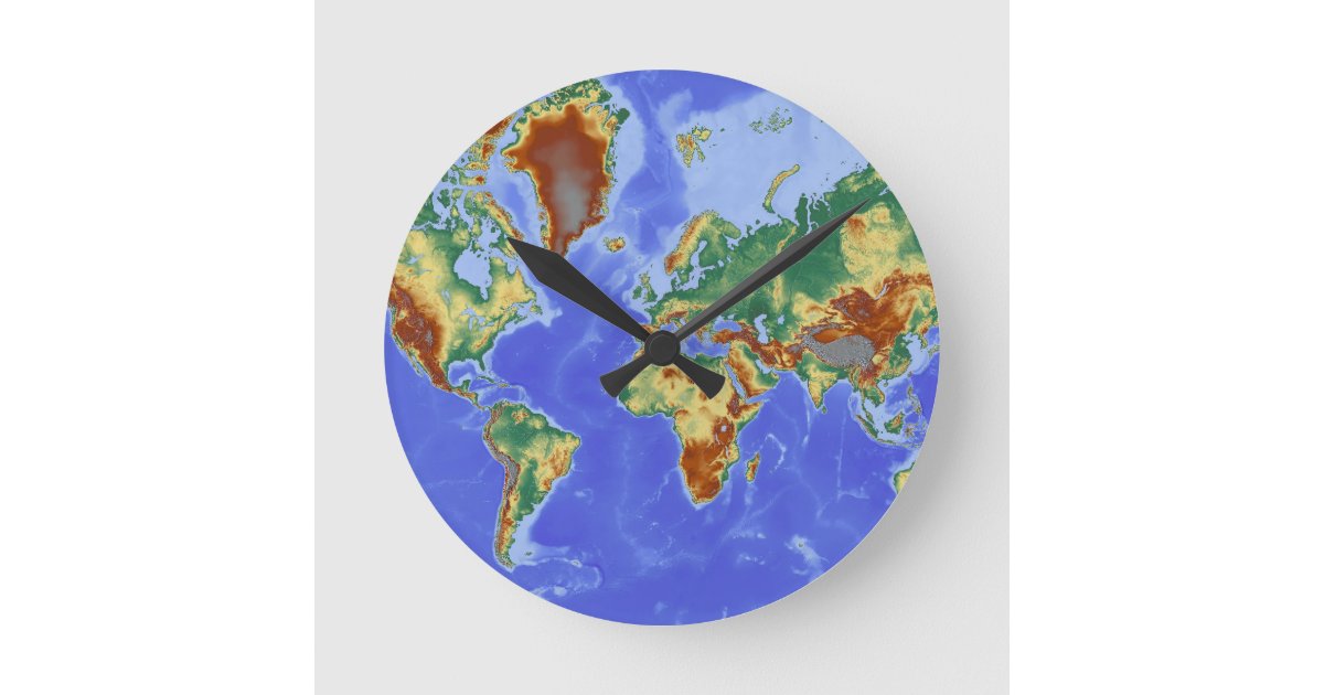 World Geographic International Map Round Clock | Zazzle