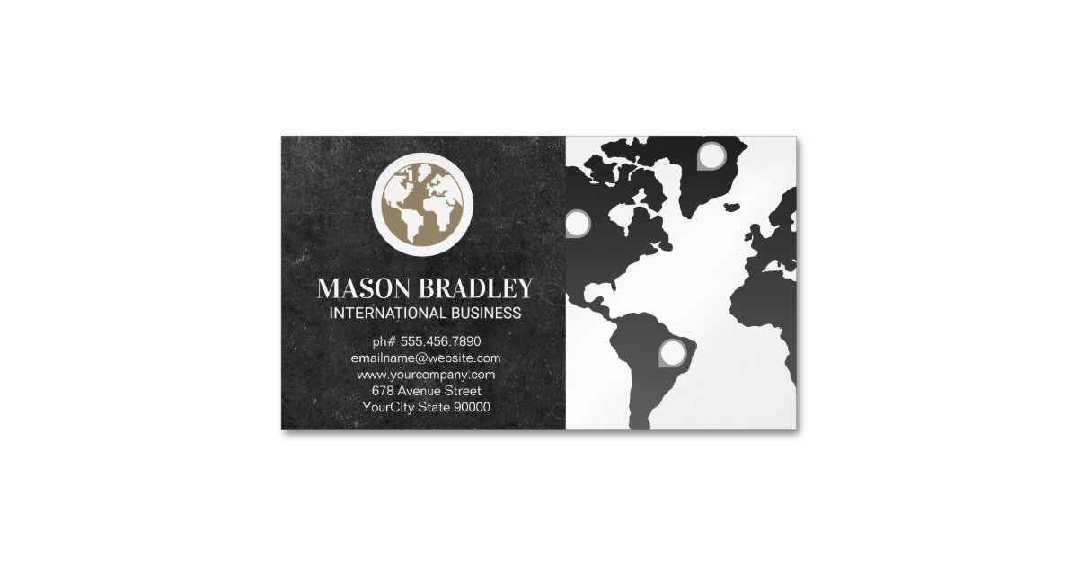 World Globe Icon | Map of the World Business Card Magnet | Zazzle