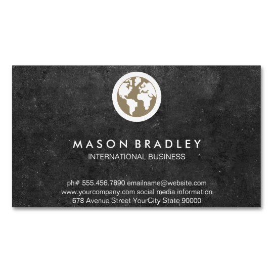 World Globe Icon / Slate Business Card Magnet | Zazzle.com