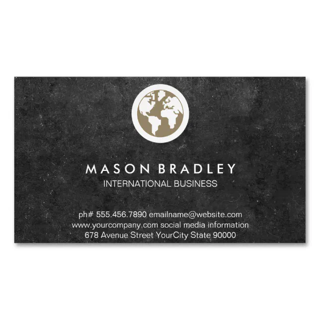 World Globe Icon / Slate Business Card Magnet | Zazzle