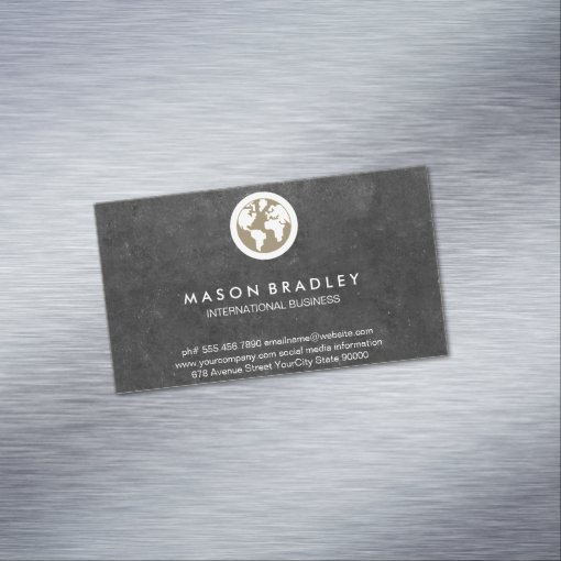 World Globe Icon / Slate Business Card Magnet | Zazzle