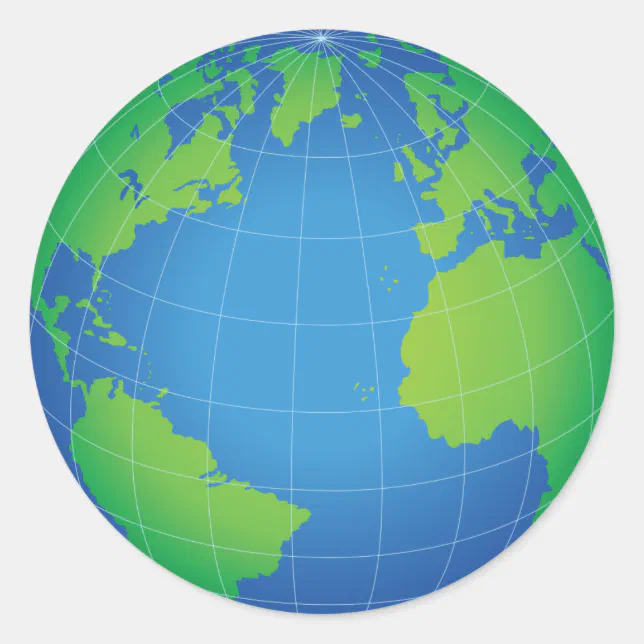 World Globe Map Classic Round Sticker | Zazzle
