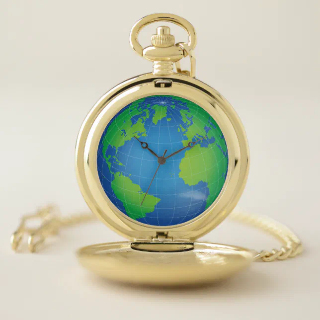 World Globe Map Pocket Watch | Zazzle