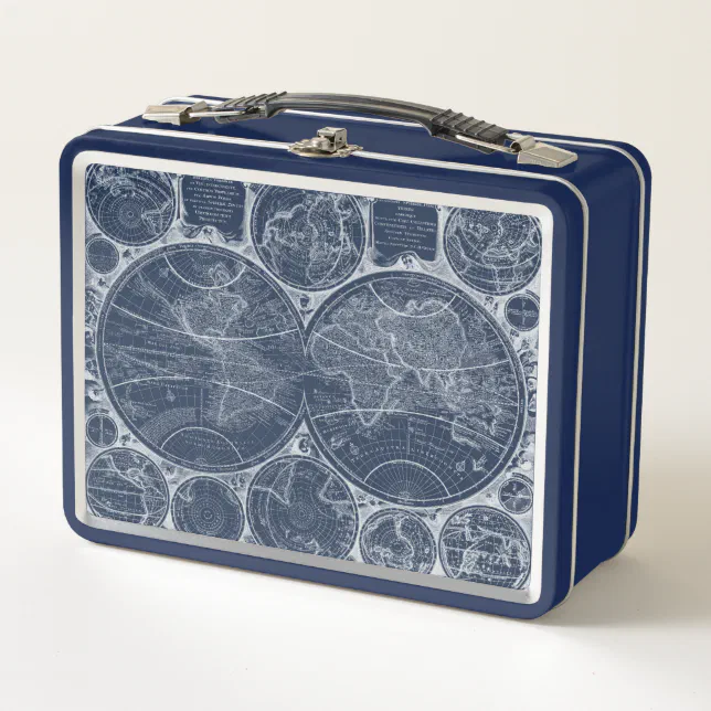 World Globes Blueprint Metal Lunch Box | Zazzle