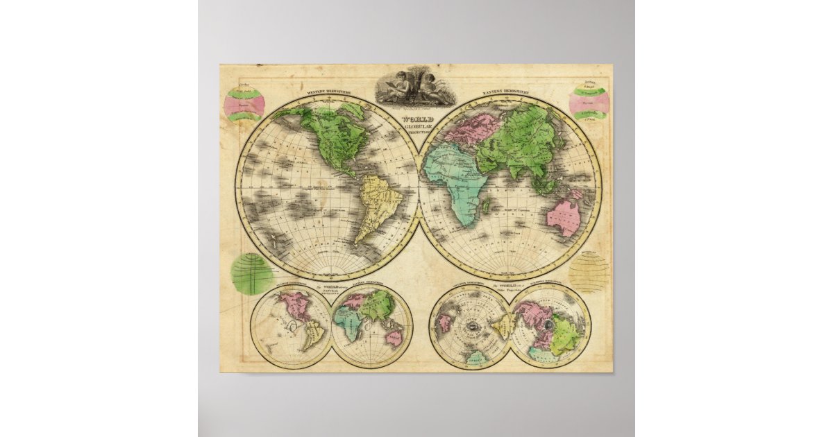 World Globular Projection Poster | Zazzle