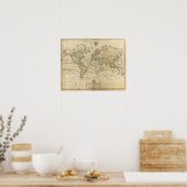 World Hand Colored map Poster | Zazzle