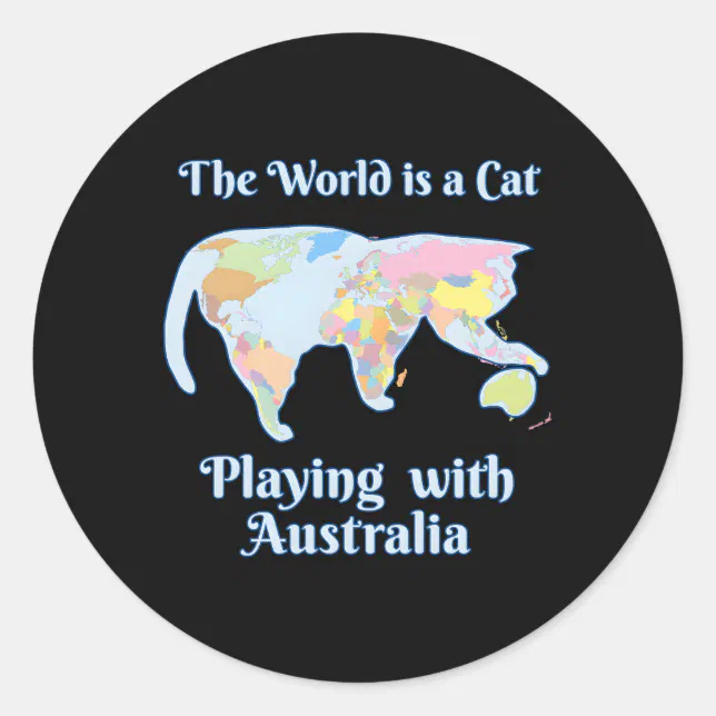 World Is A Cat Playing Map Classic Round Sticker | Zazzle