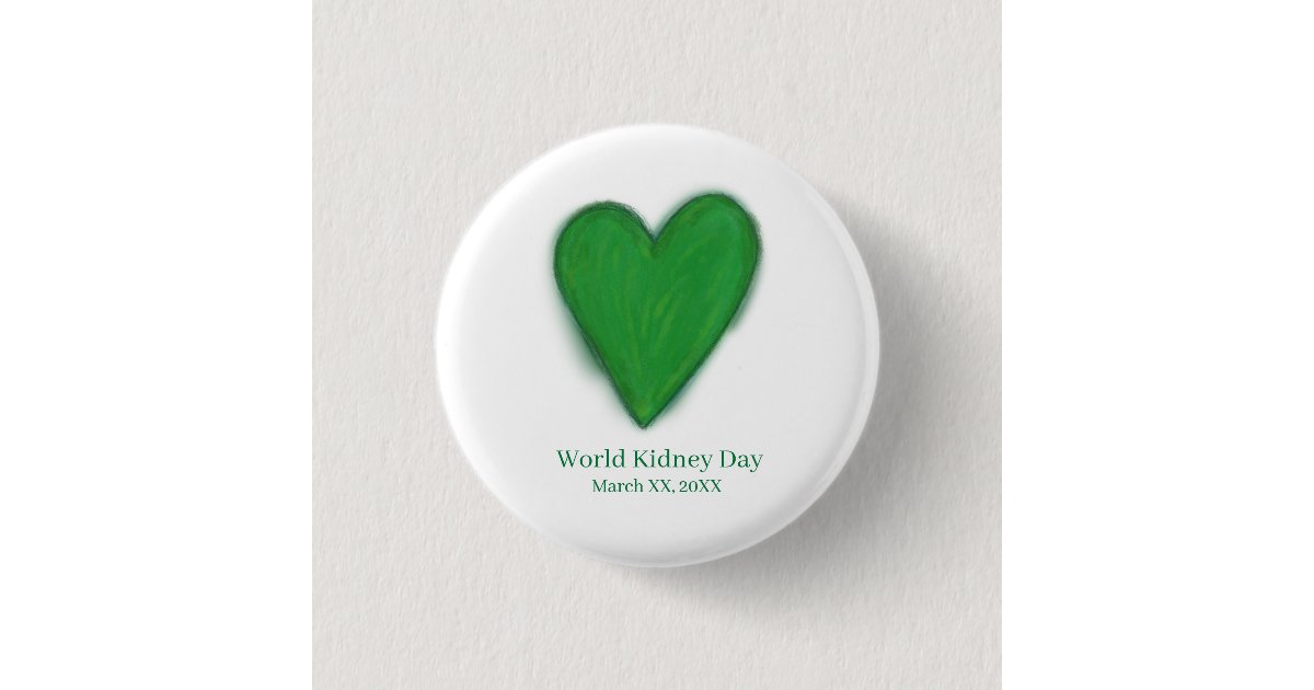World Kidney Day Green Awareness Ribbon Button Pin | Zazzle