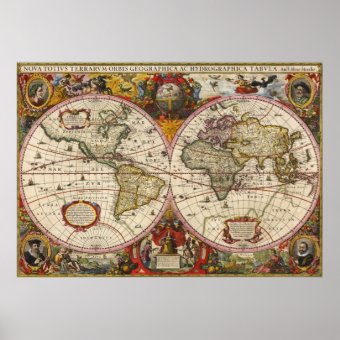 World Map 1630 Poster | Zazzle