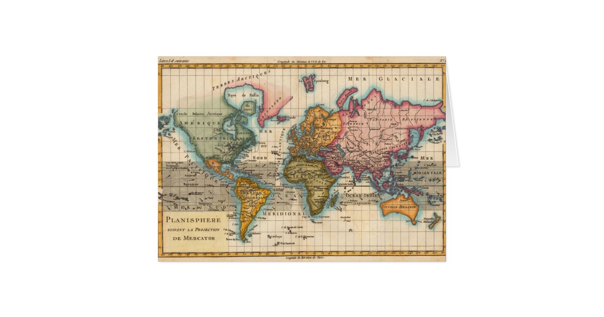 World Map 1700s Antique Continents | Zazzle