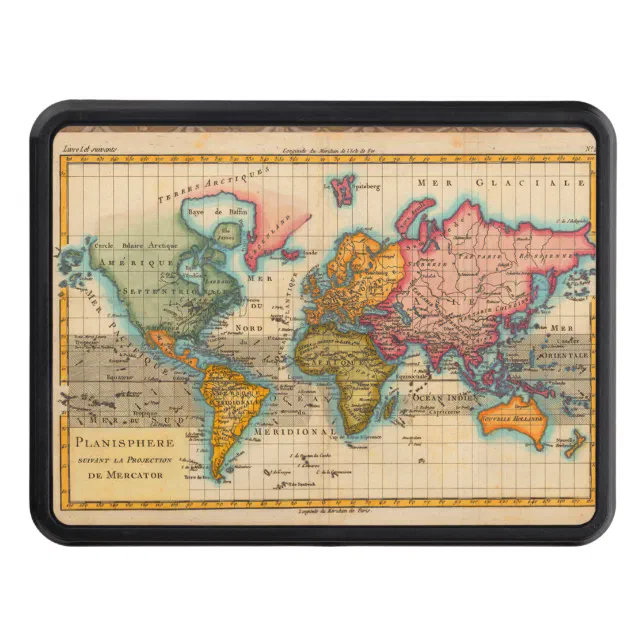 World Map 1700s Antique Continents Hitch Cover | Zazzle
