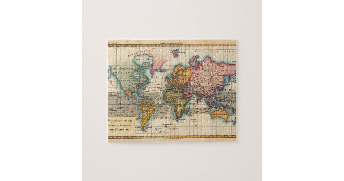 World Map 1700s Antique Continents Jigsaw Puzzle | Zazzle
