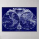 World Map (1775) Blue & White Poster | Zazzle