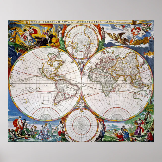 WORLD MAP, 17th CENTURY Poster | Zazzle