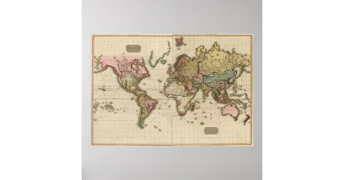 World Map (1812) Poster | Zazzle