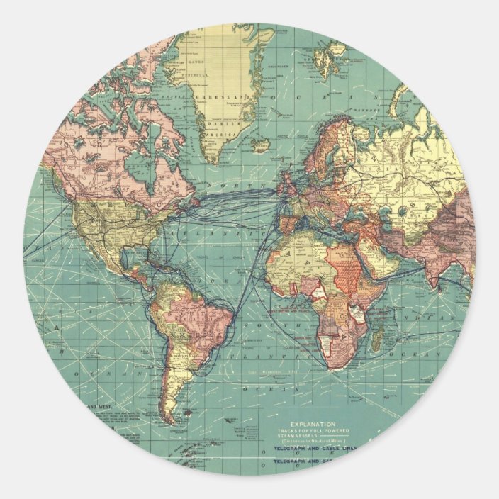 World map 1919 classic round sticker | Zazzle.com
