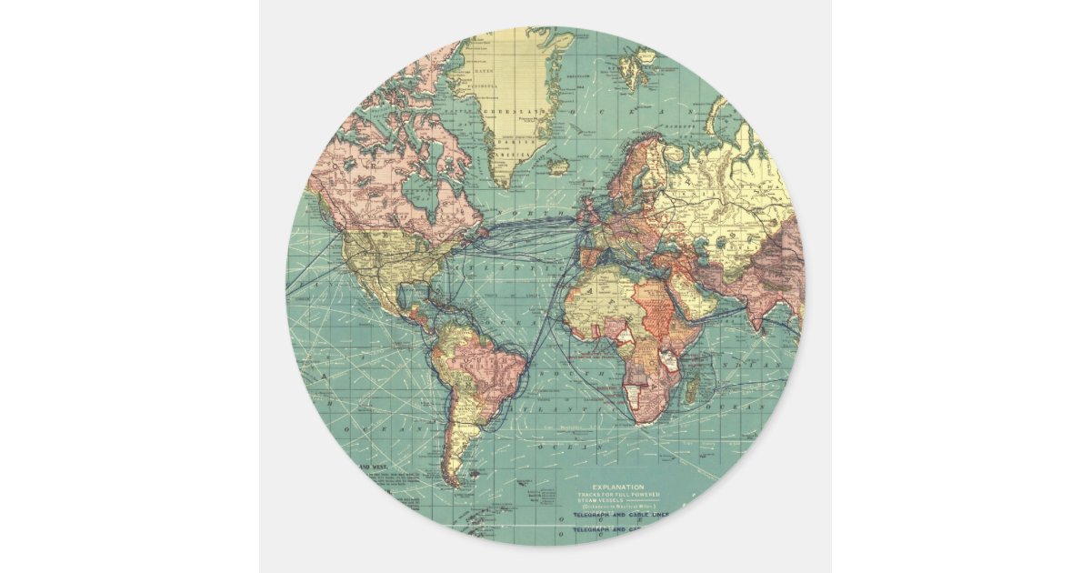 World map 1919 classic round sticker | Zazzle