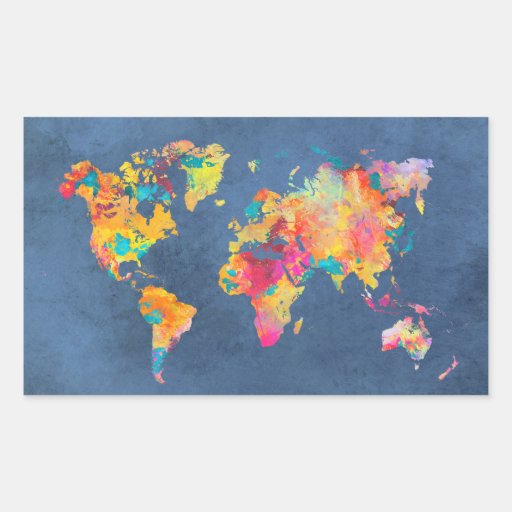 world map 8 rectangular sticker | Zazzle