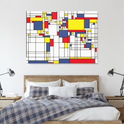 World Map Abstract Mondrian Style Canvas Print | Zazzle