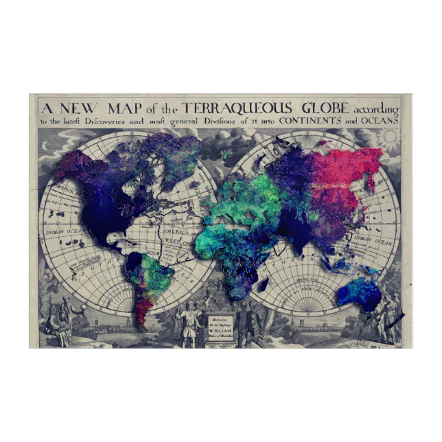 world map acrylic acrylic print | Zazzle