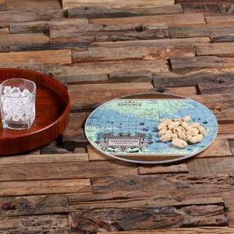 World Map Acrylic & Dark Wood Serving Tray | Zazzle