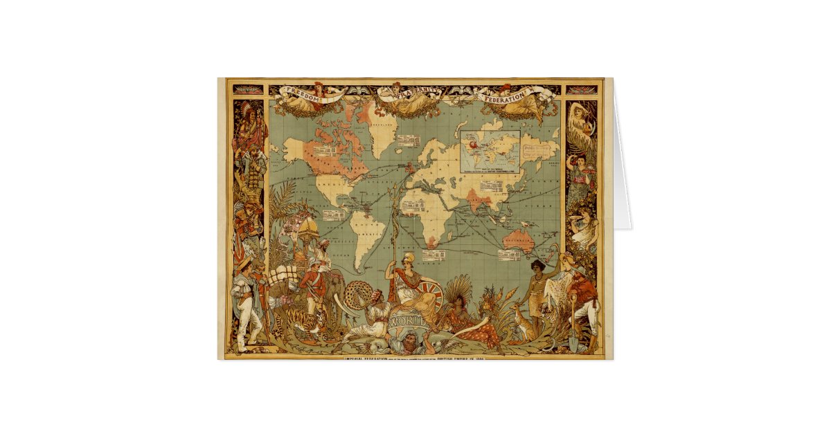 World Map Antique 1886 Illustrated | Zazzle