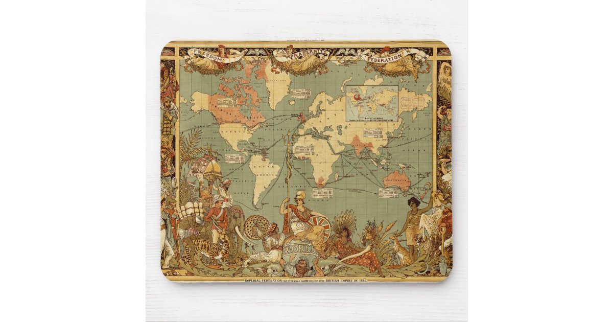 World Map Antique 1886 Illustrated Mouse Pad | Zazzle