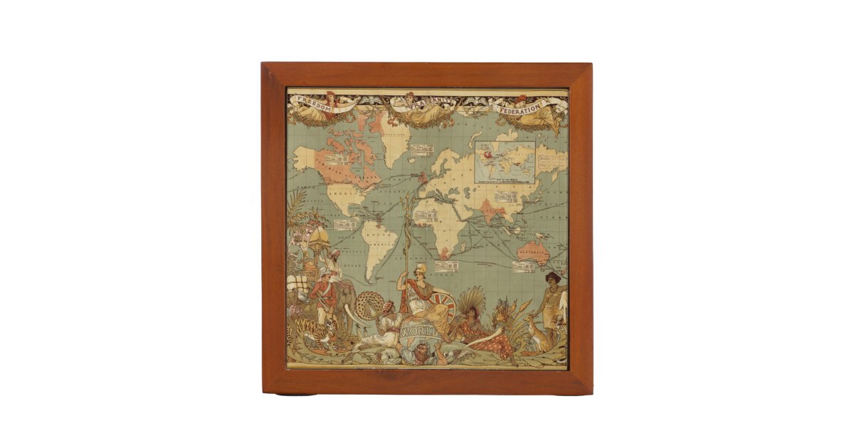 World Map Antique 1886 Illustrated Pencil Holder | Zazzle