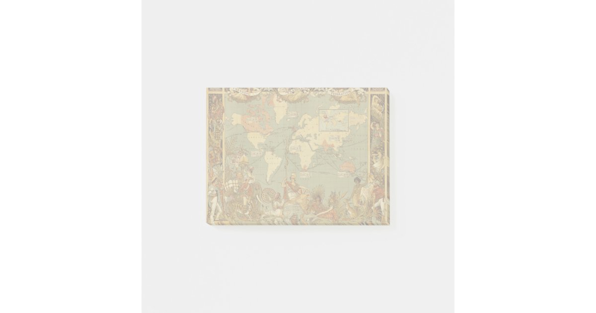 World Map Antique 1886 Illustrated Post-it Notes | Zazzle