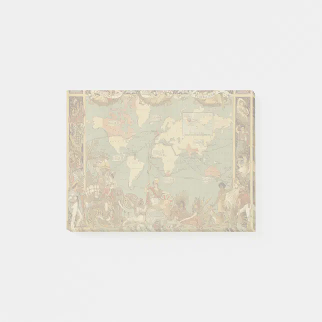 World Map Antique 1886 Illustrated Post-it Notes | Zazzle