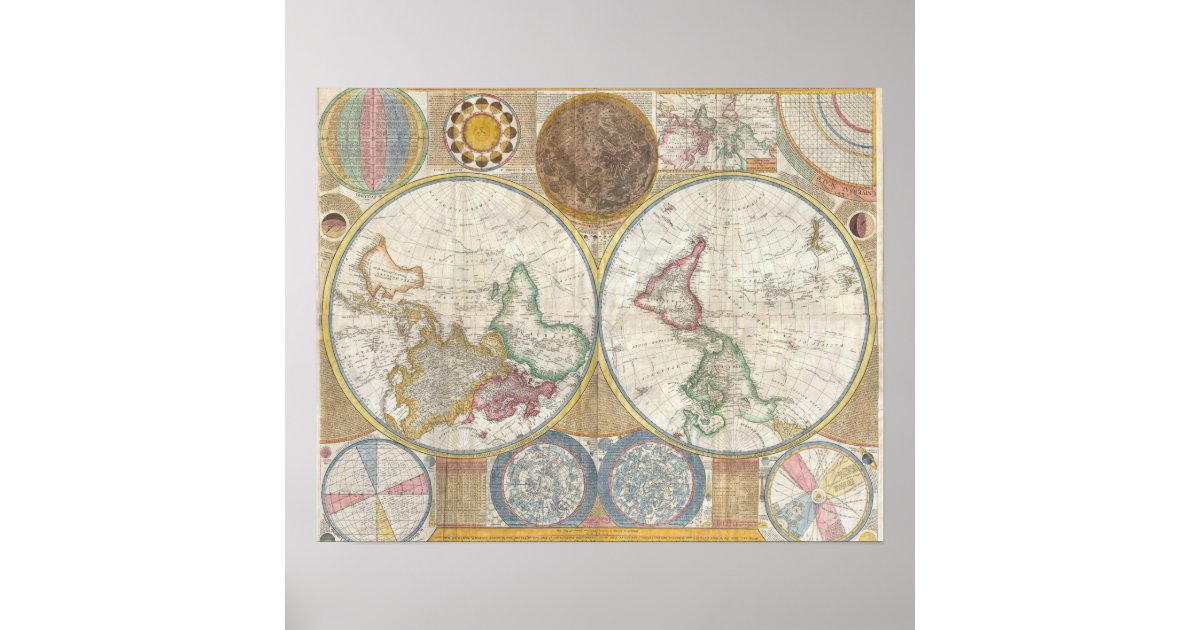 World map antique old vintage poster | Zazzle