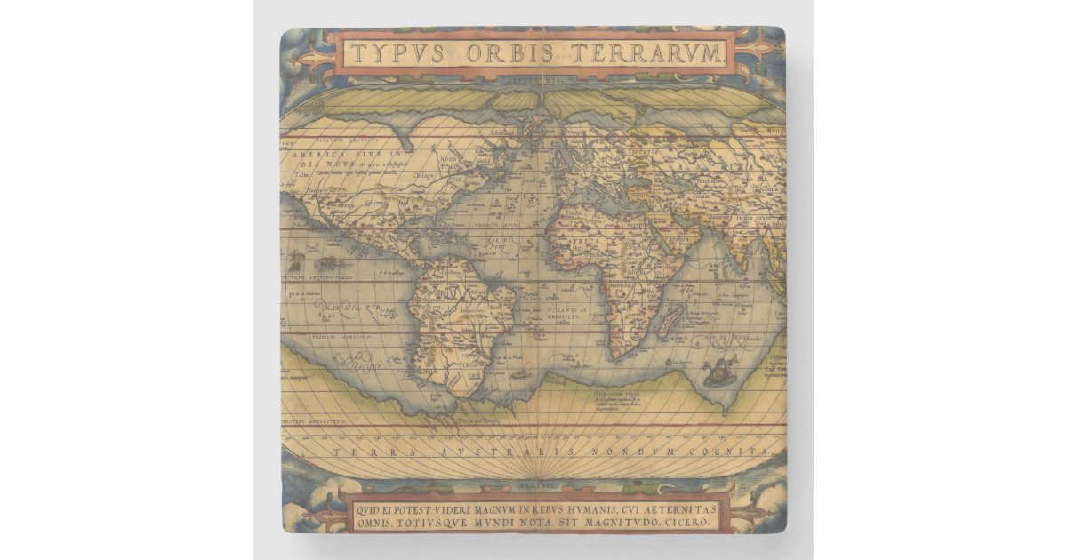 World Map Antique Ortelius Europe Travel Stone Coaster | Zazzle