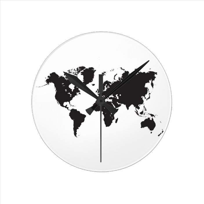 world map black and white clock | Zazzle.com