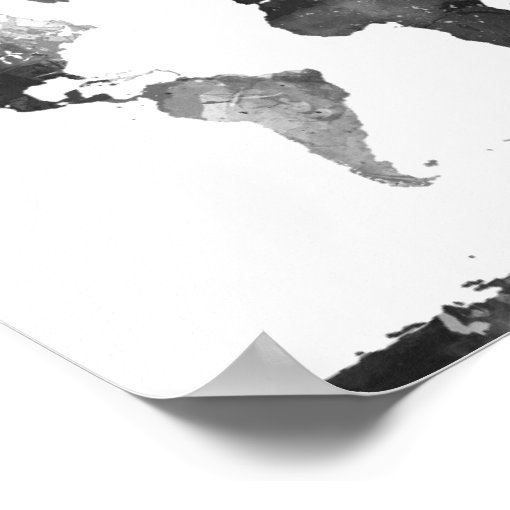 WORLD MAP BLACK and WHITE Poster | Zazzle