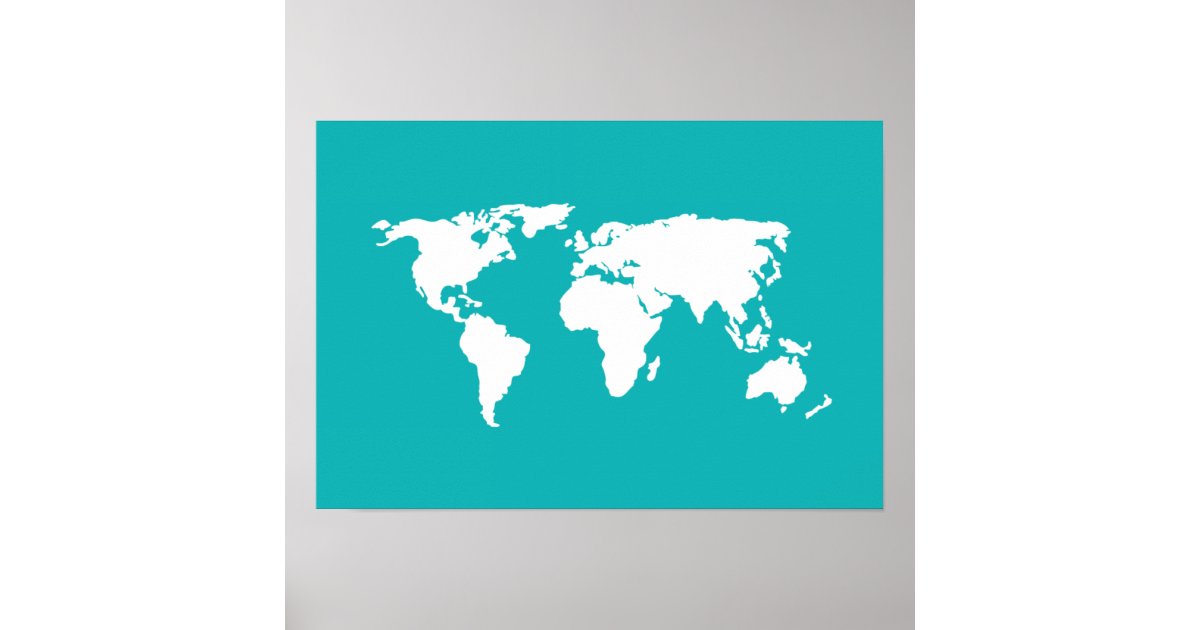 World Map Blue Poster | Zazzle